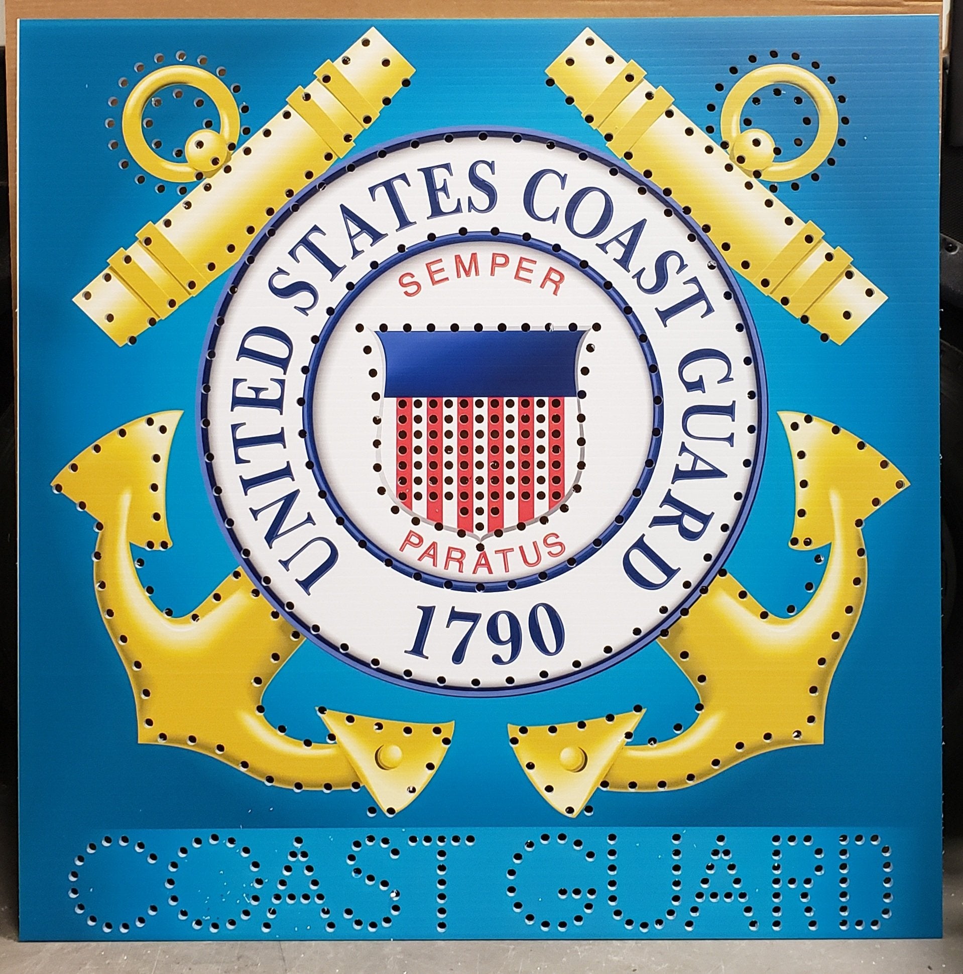 Eye-Catching IMPRESSION Coast Guard Sign with RGB Pixels